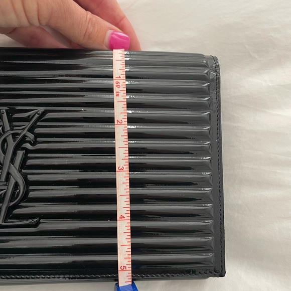 Yves Saint Laurent | Bags | Ysl Wallet On Chain Patent Black Leather ...